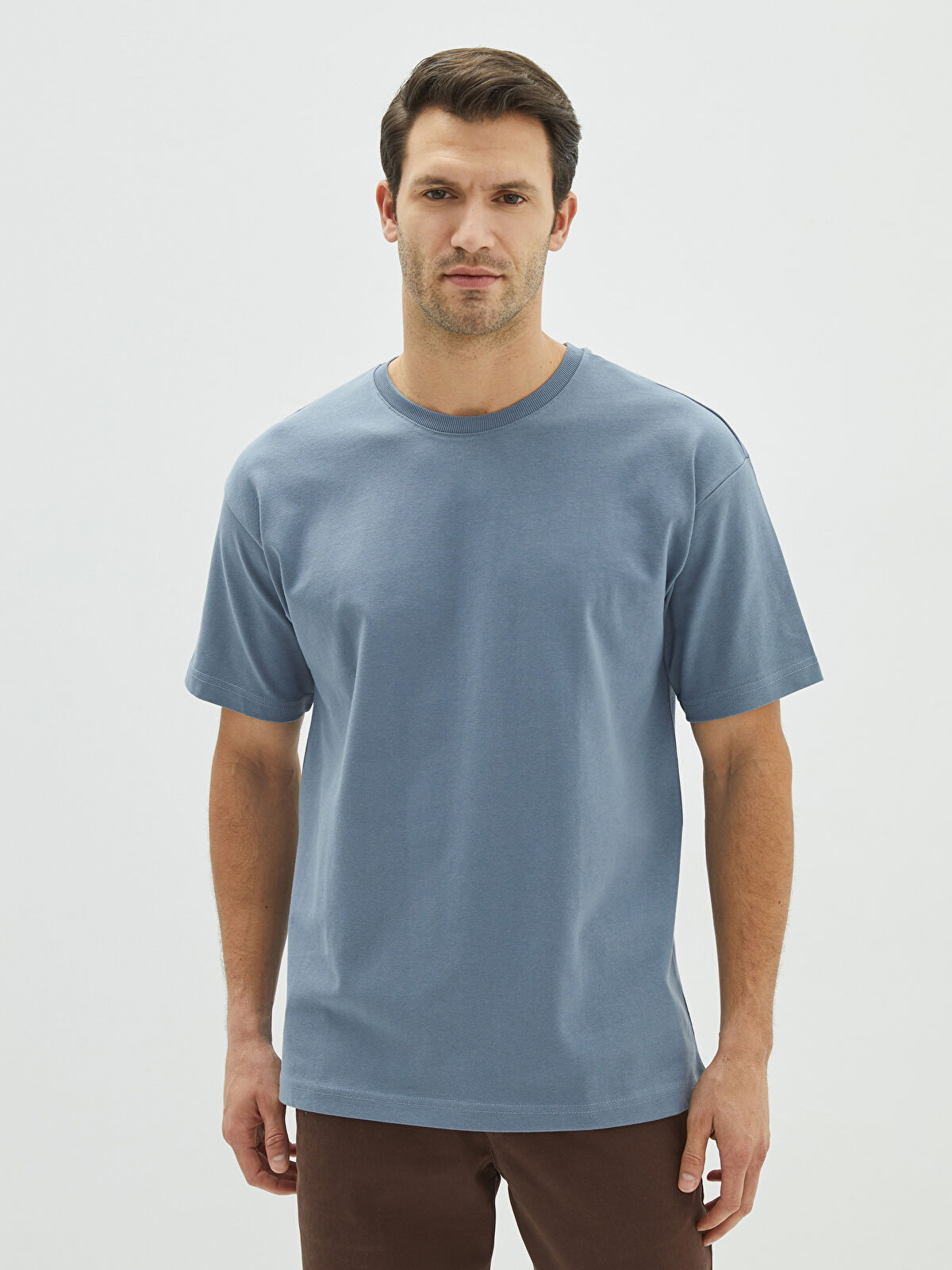 LCW BASIC Oversize Bisiklet Yaka Kısa Kollu Penye Erkek Tişört