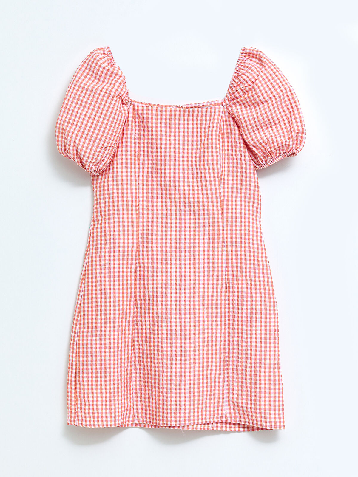 LCW LIMITED Kare Yaka Ekose Kısa Kollu Kadın Elbise