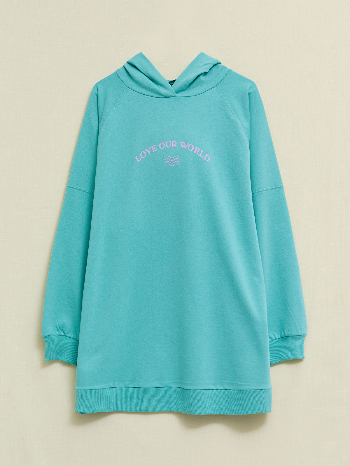 LCW GREEN Kapüşonlu Baskılı Uzun Kollu Kadın Tunik