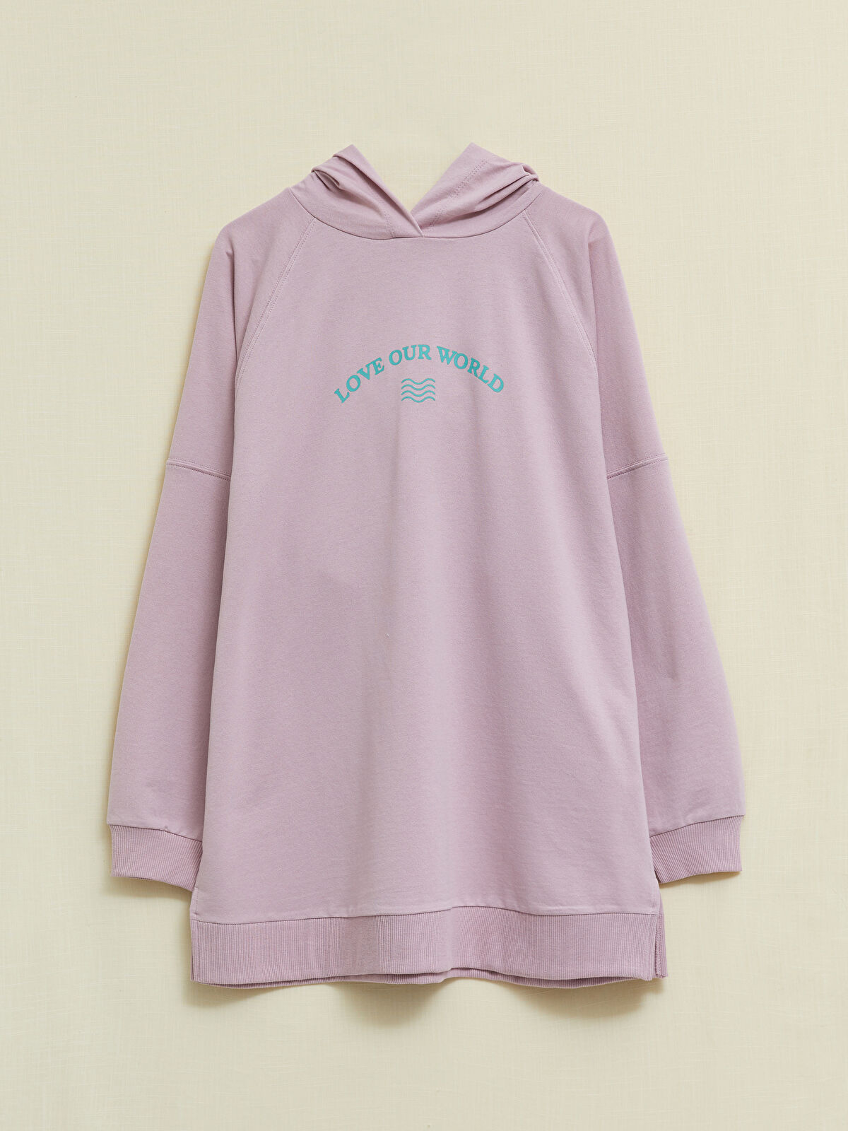 LCW GREEN Kapüşonlu Baskılı Uzun Kollu Kadın Tunik