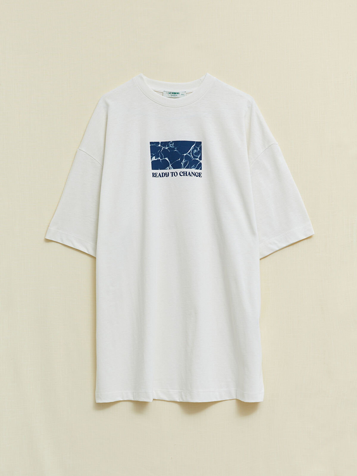 LCW GREEN Bisiklet Yaka Baskılı Kısa Kollu Kadın Tunik