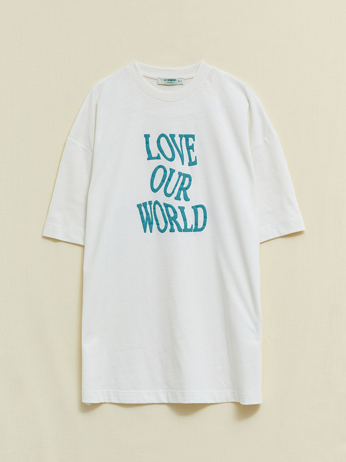 LCW GREEN Bisiklet Yaka Baskılı Kısa Kollu Kadın Tunik