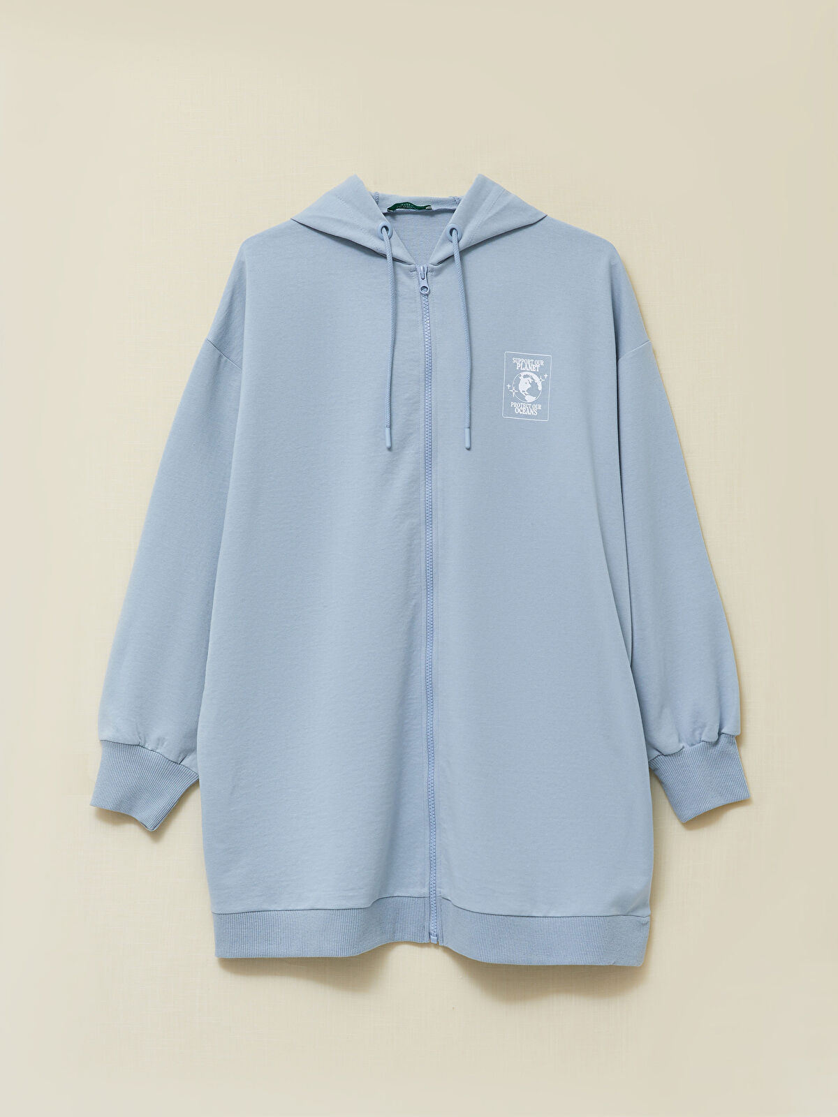 LCW GREEN Kapüşonlu Baskılı Uzun Kollu Kadın Spor Hırka