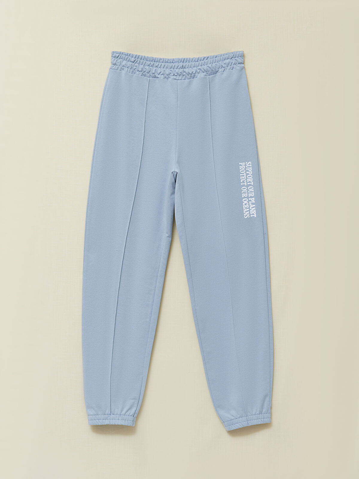 LCW GREEN Beli Lastikli Baskılı Kadın Jogger Eşofman Altı