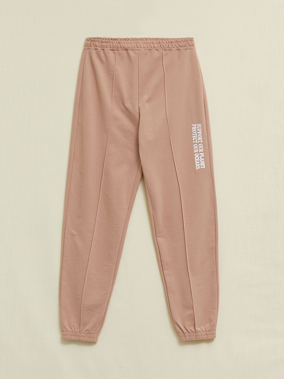 LCW GREEN Beli Lastikli Baskılı Kadın Jogger Eşofman Altı