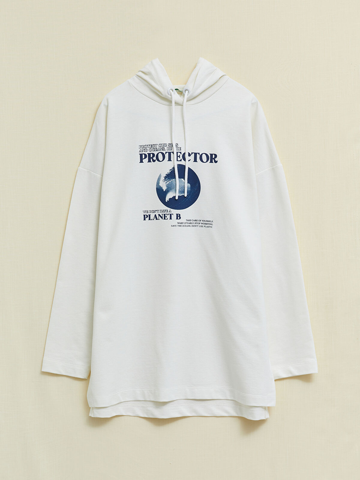 LCW GREEN Kapüşonlu Baskılı Uzun Kollu Kadın Tunik