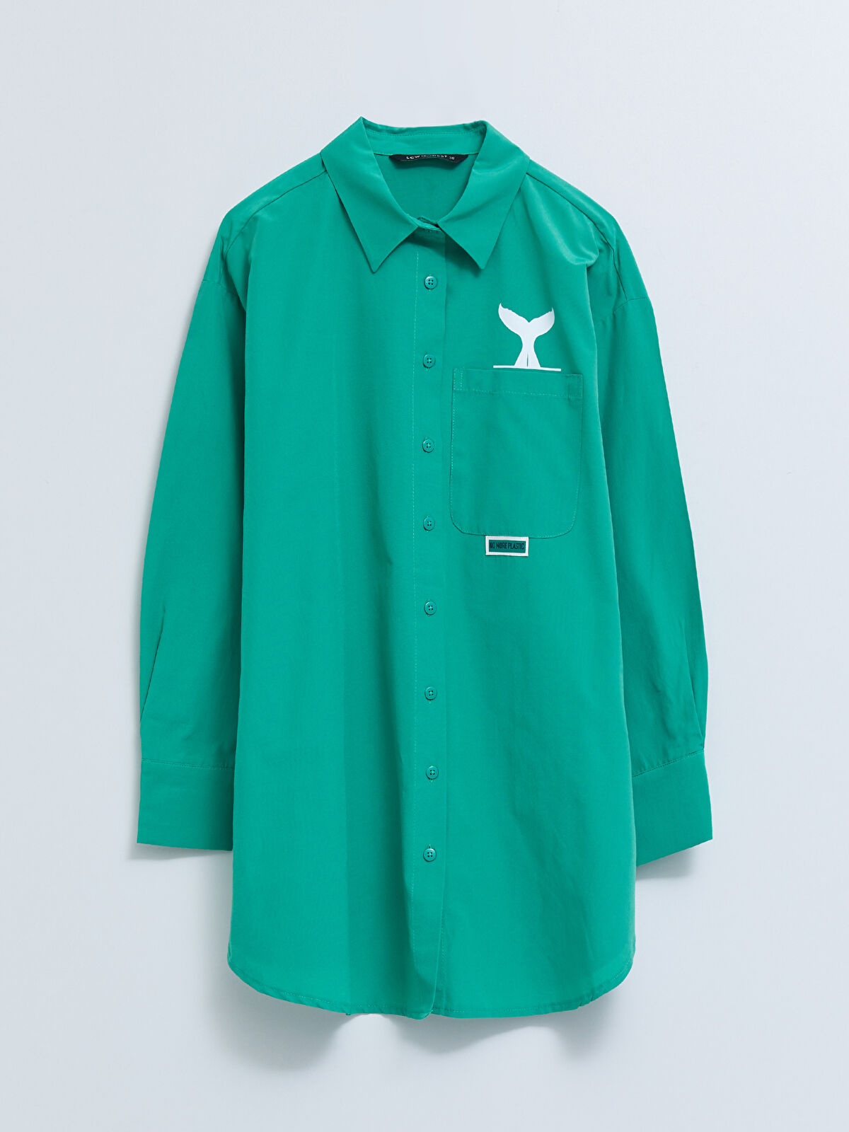 MODEST Gömlek Yaka Baskılı Uzun Kollu Oversize Poplin Kadın Tunik