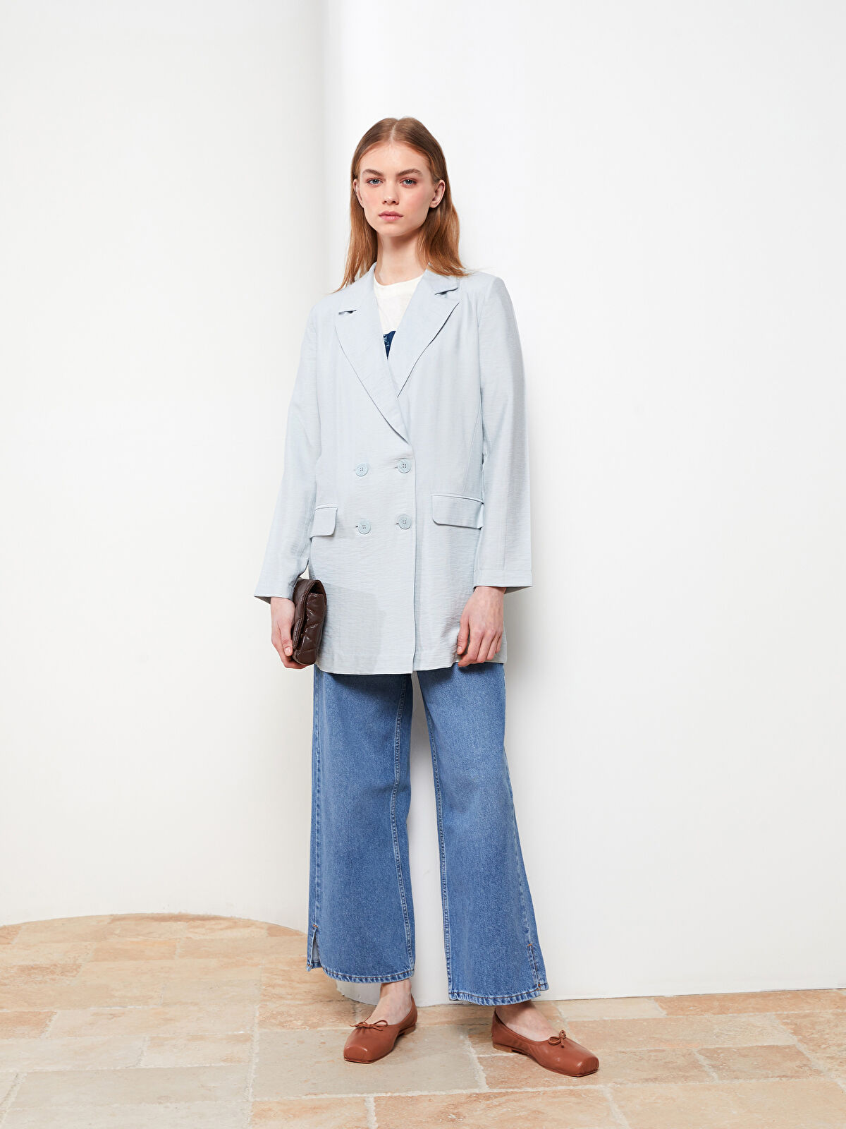 MODEST Önden Düğme Kapamalı Düz Uzun Kollu Kadın Ceket