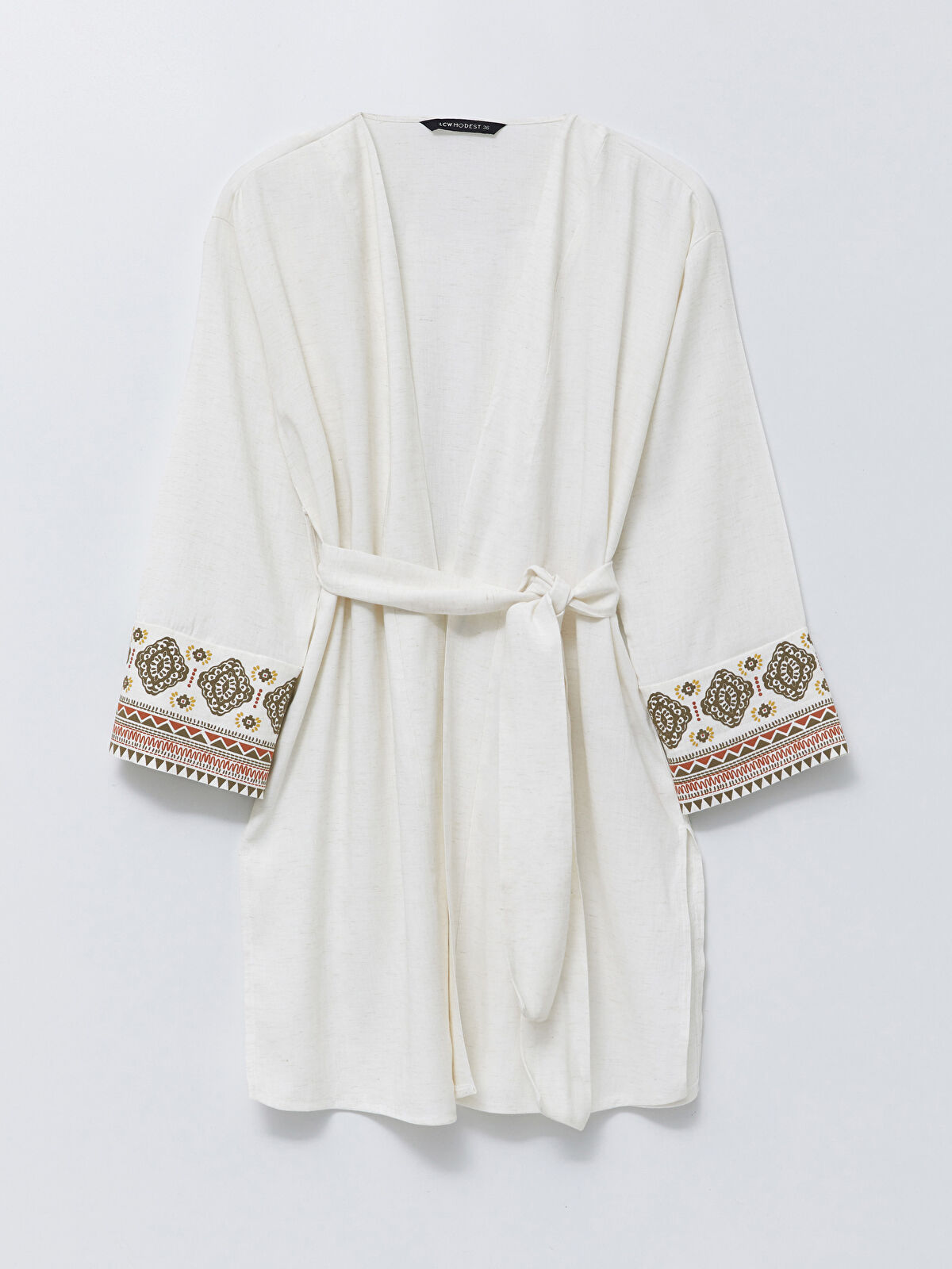 MODEST Şal Yaka Desenli Uzun Kollu Kadın Kimono