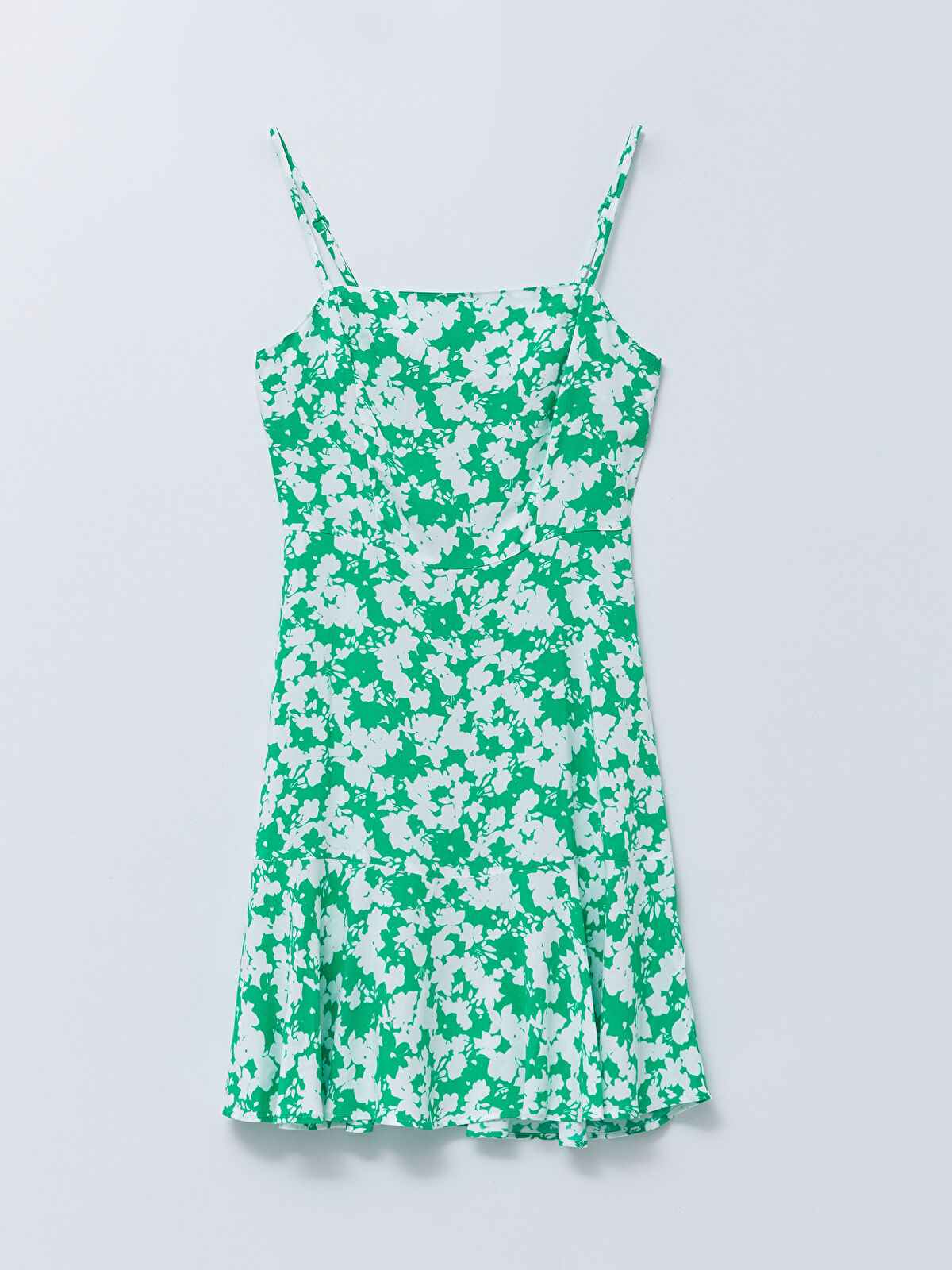 LCW CASUAL Kare Yaka Desenli Askılı A Kesim Viskon Kadın Elbise