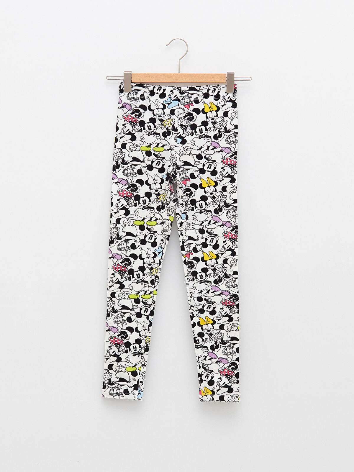Beli Lastikli Minnie ve Mickey Mouse Baskılı Pamuklu Kız Çocuk Tayt