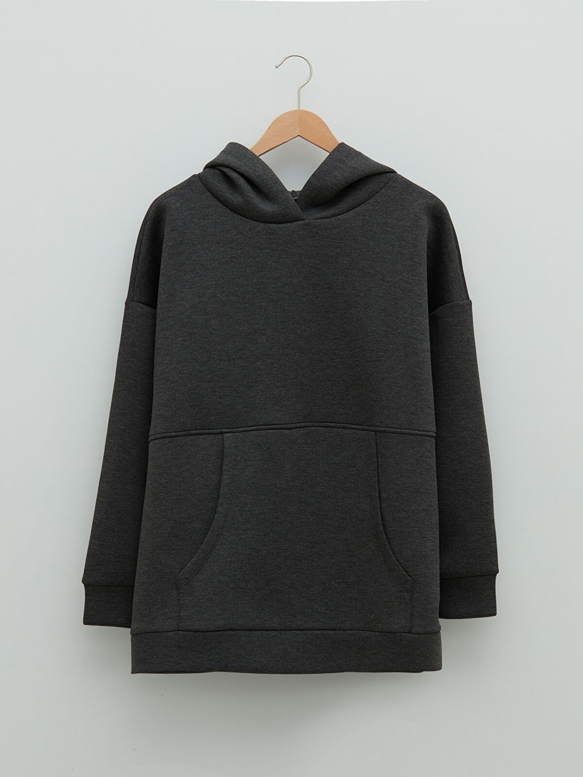 MODEST Kapüşonlu Düz Uzun Kollu Dalgıç Kumaş Kadın Tunik