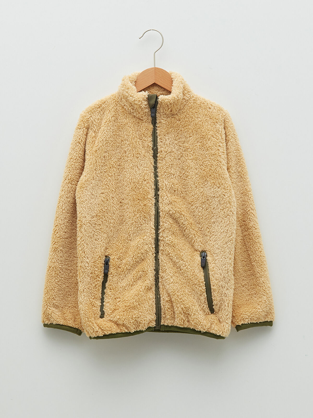 Dik Yaka Basic Uzun Kollu Pelüş Erkek Çocuk Fermuarlı Sweatshirt