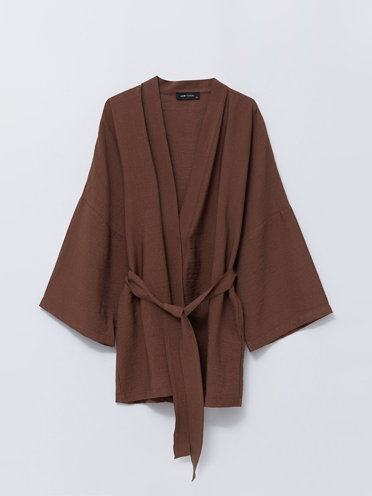 LCW VISION Şal Yaka Düz Beli Kuşaklı Uzun Kollu Kadın Kimono