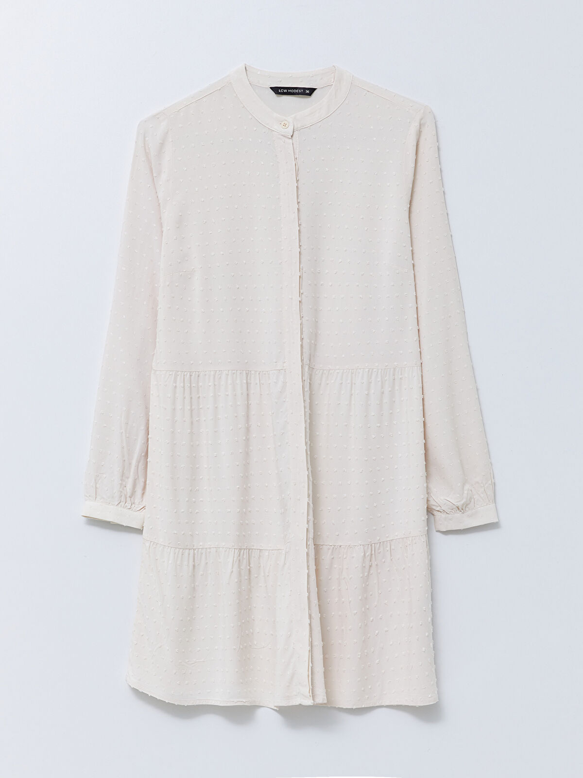 MODEST Bisiklet Yaka Kendinden Desenli Uzun Kollu Viskon Kadın Tunik