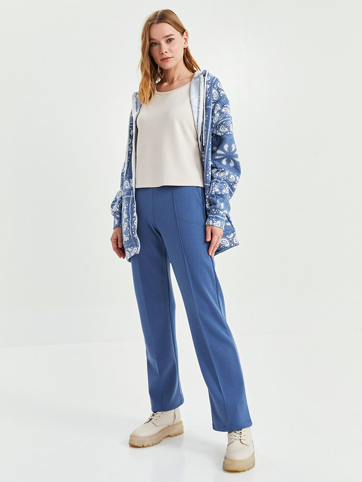 Busem Standart Fit Düz Cep Detaylı Kadın Pantolon