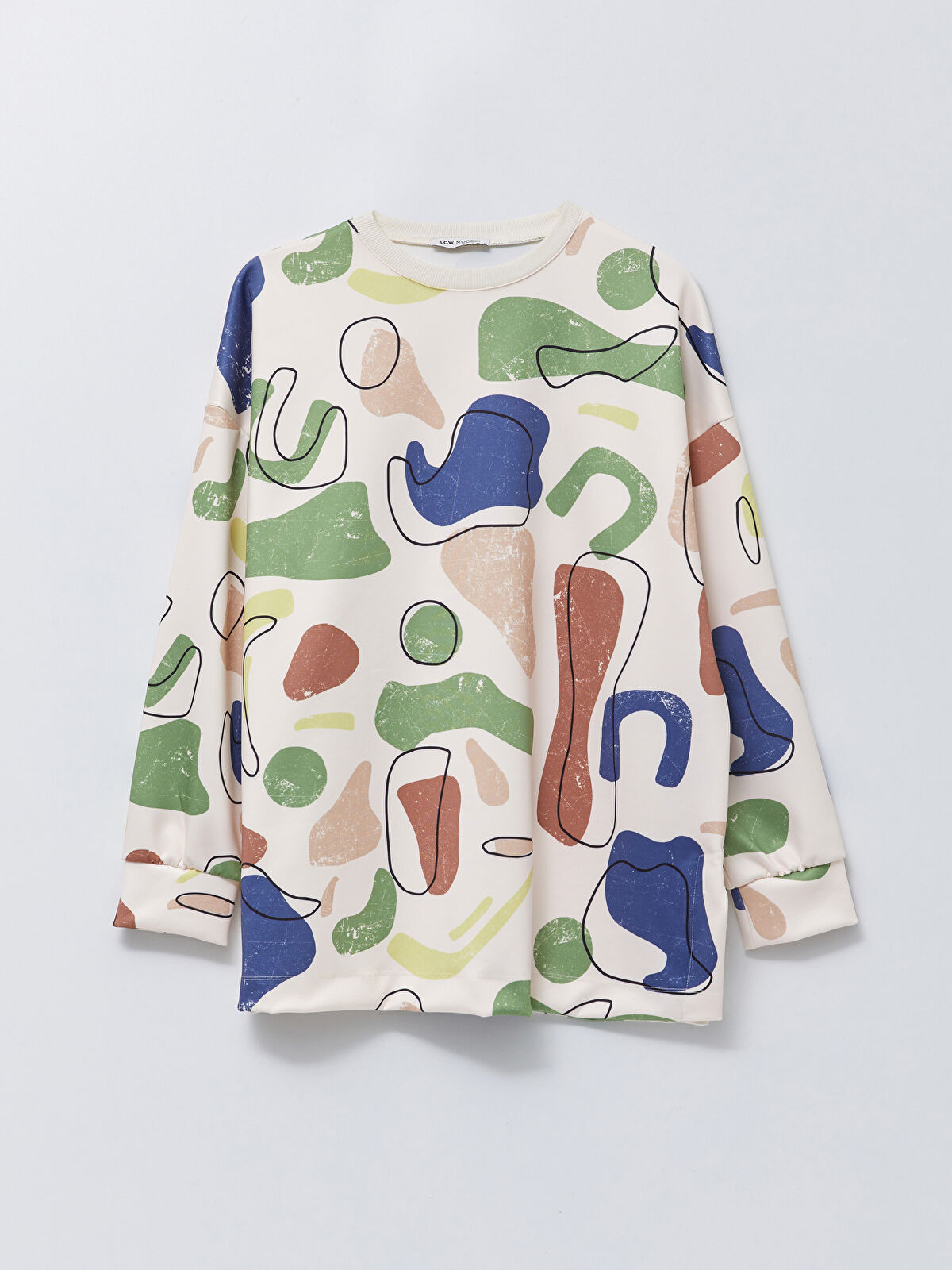 MODEST Bisiklet Yaka Desenli Uzun Kollu Skuba Kadın Tunik MODEST Bisiklet Yaka Desenli Uzun Kollu Skuba Kadın Tunik