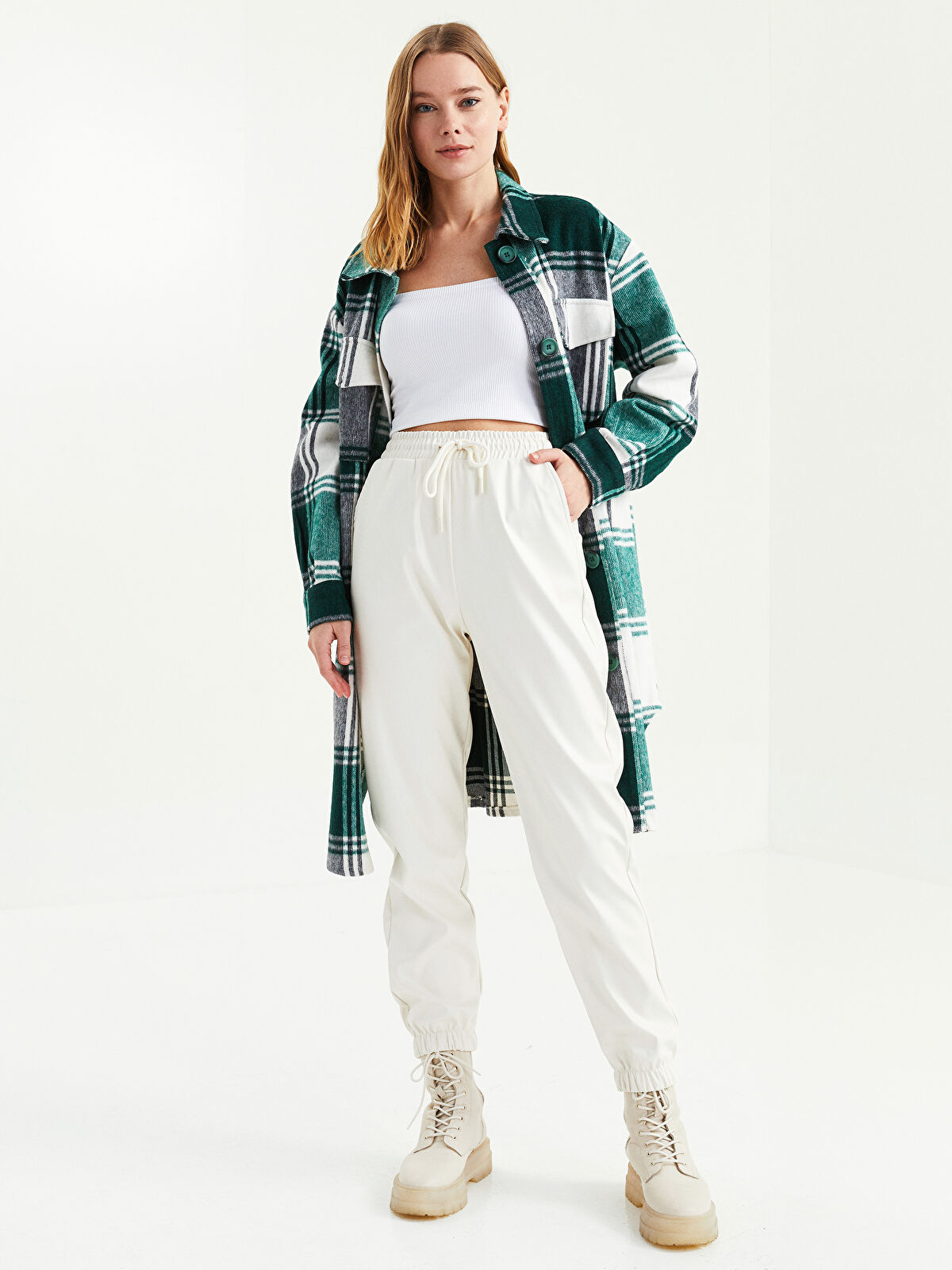 Busem Beli Lastikli Düz Kadın Jogger Pantolon