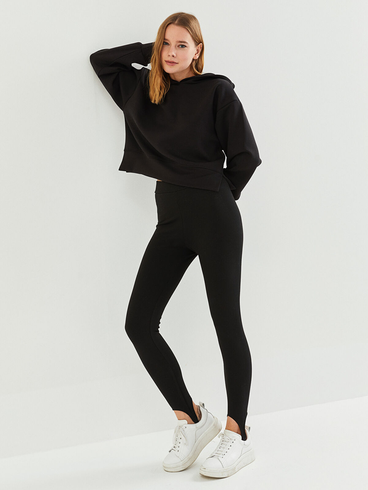 Busem Beli Lastikli Düz Kadın Tayt