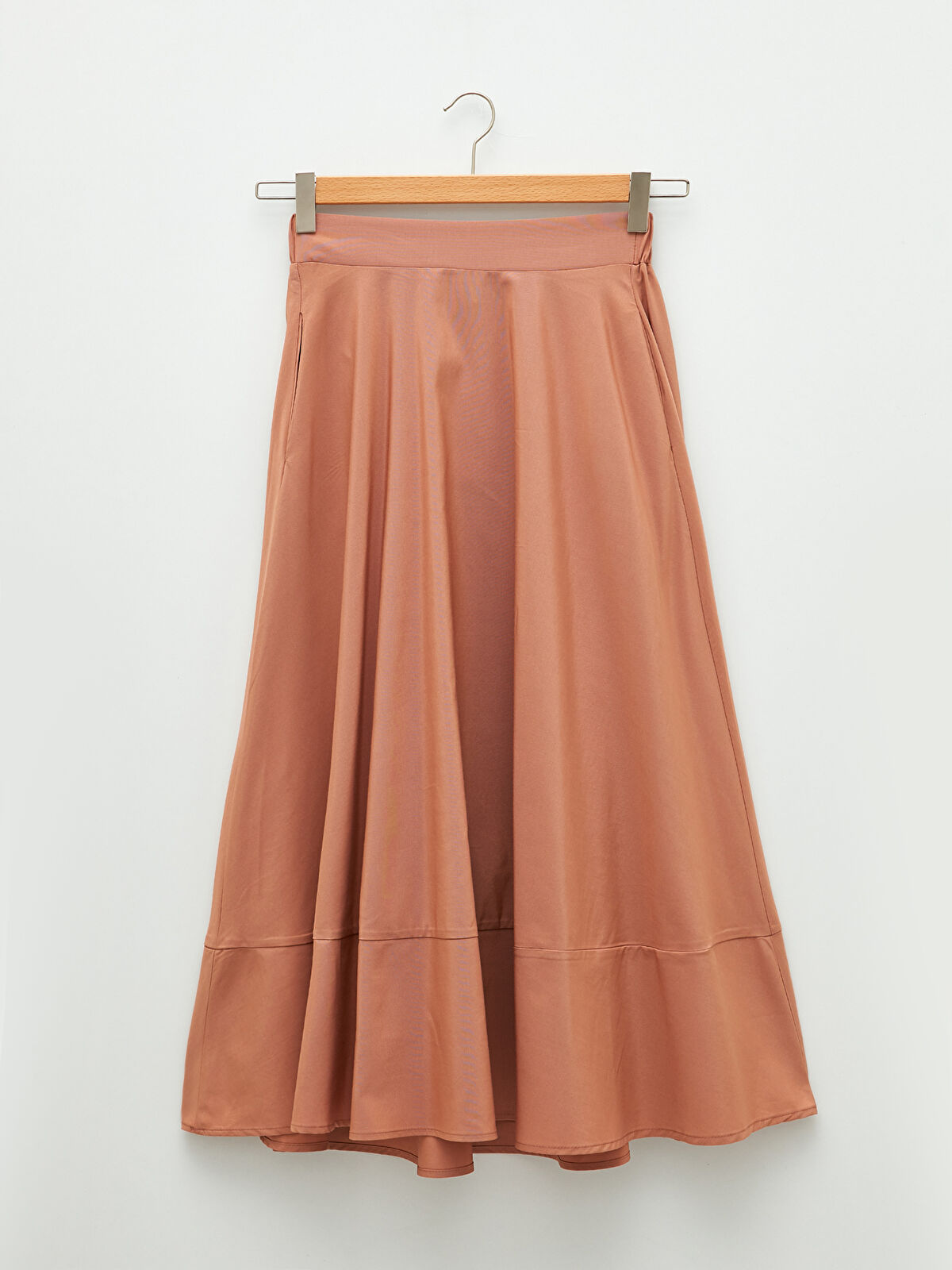 MODEST Beli Lastikli Düz A Kesim Poplin Kadın Etek