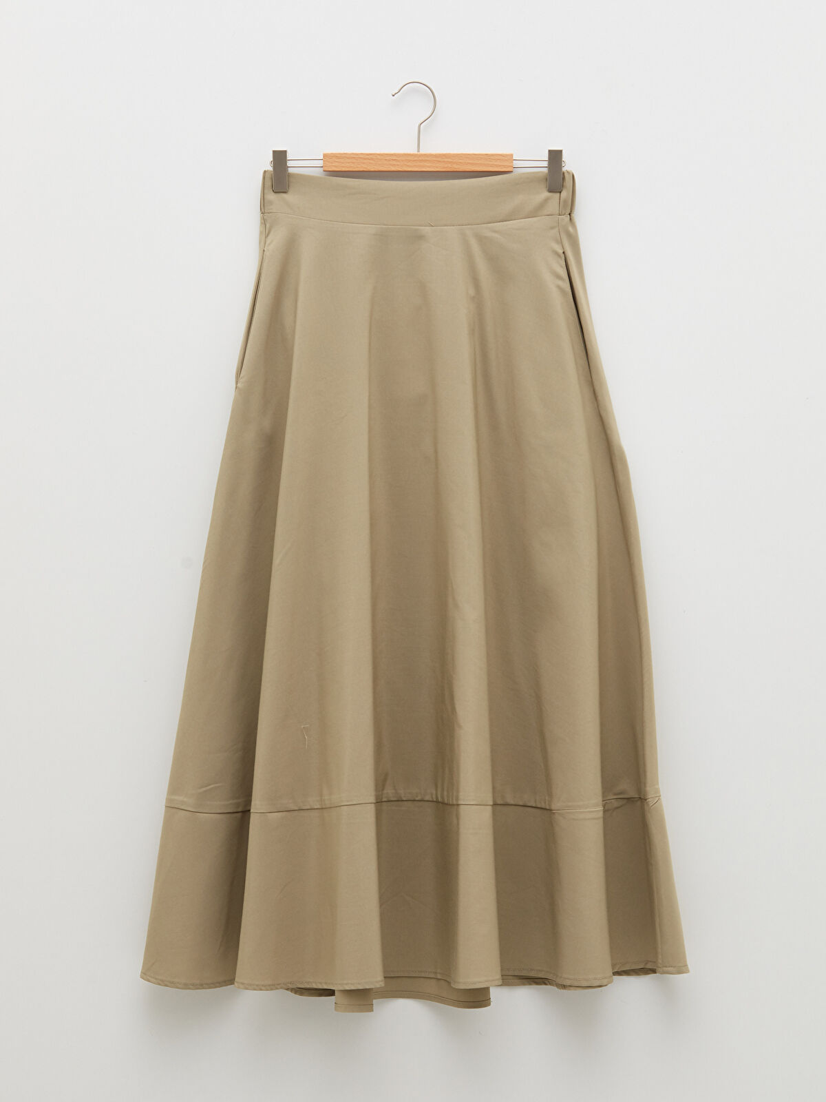 MODEST Beli Lastikli Düz A Kesim Poplin Kadın Etek