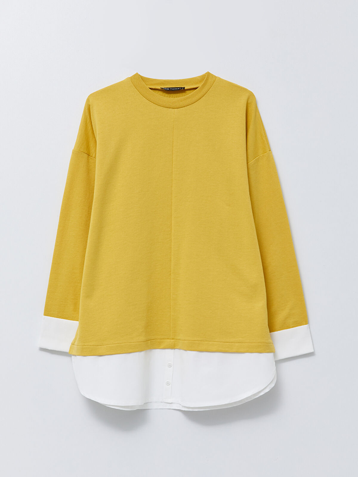 MODEST Bisiklet Yaka Renk Bloklu Uzun Kollu Kadın Tunik