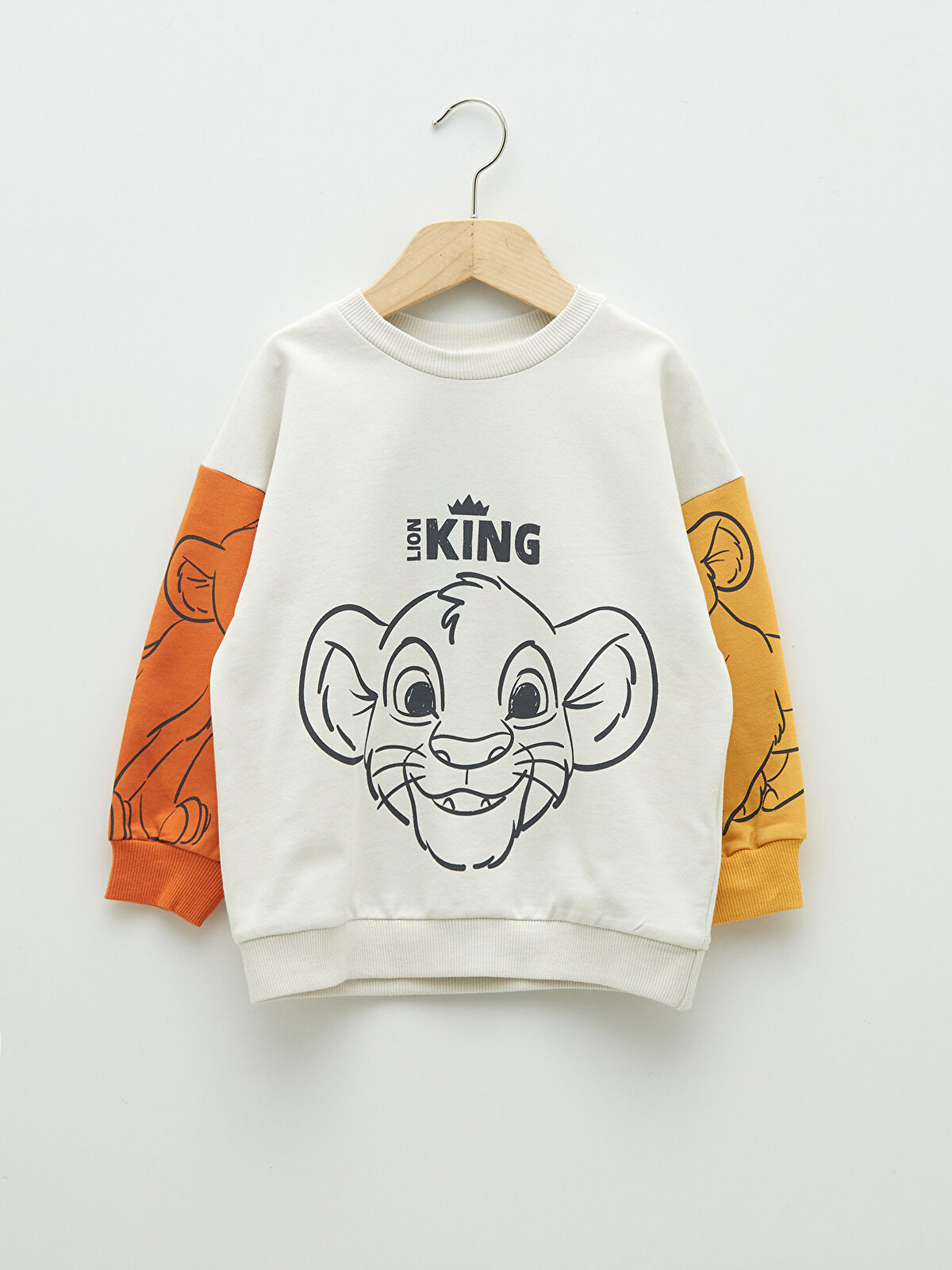 Bisiklet Yaka Aslan Kral Baskılı Uzun Kollu Erkek Bebek Sweatshirt