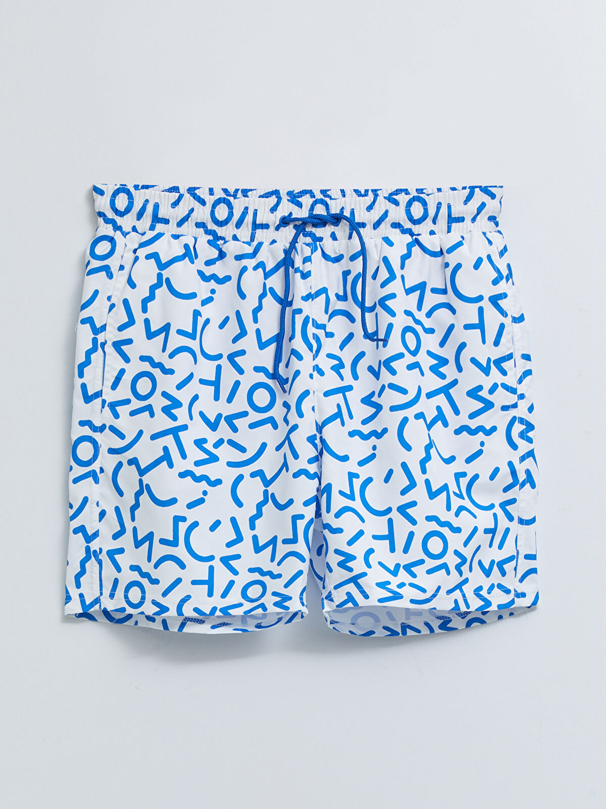 Diz Hizası Boy Desenli Erkek Deniz Şortu