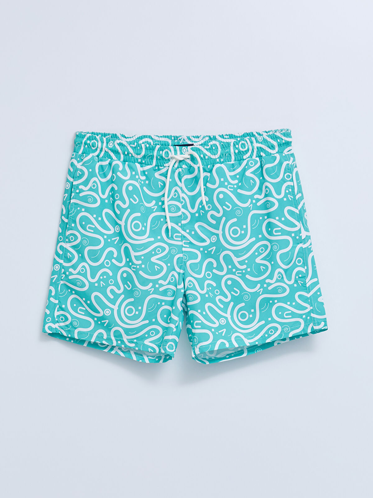 Kısa Boy Desenli Erkek Deniz Şortu