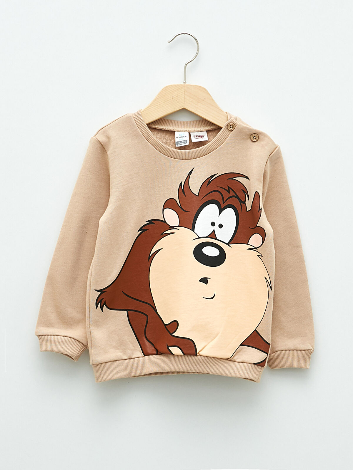Bisiklet Yaka Uzun Kollu Tazmanya Canavarı Baskılı Pamuklu Erkek Bebek Sweatshirt Bisiklet Yaka Uzun Kollu Tazmanya Canavarı Baskılı Pamuklu Erkek Bebek Sweatshirt