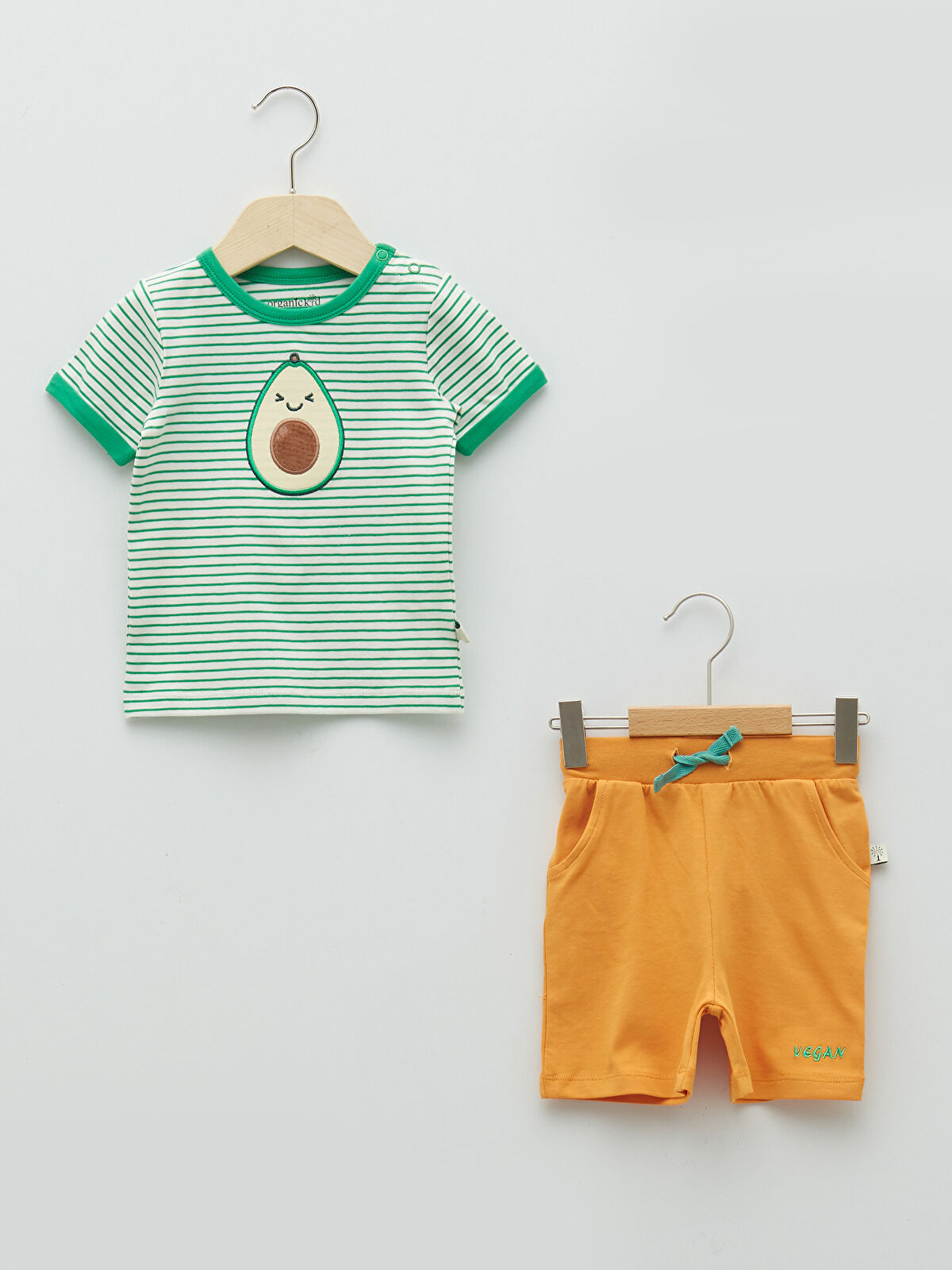Organickid Organik Pamuklu Baskılı Tişört ve Şort 2'li Takım