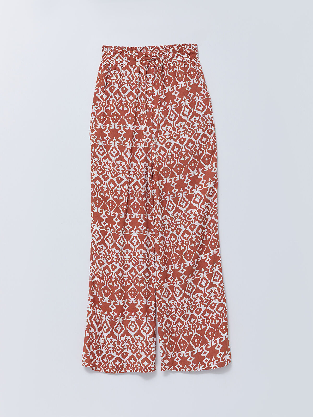 MODEST Beli Lastikli Rahat Kalıp Desenli Cep Detaylı Viskon Kadın Pantolon