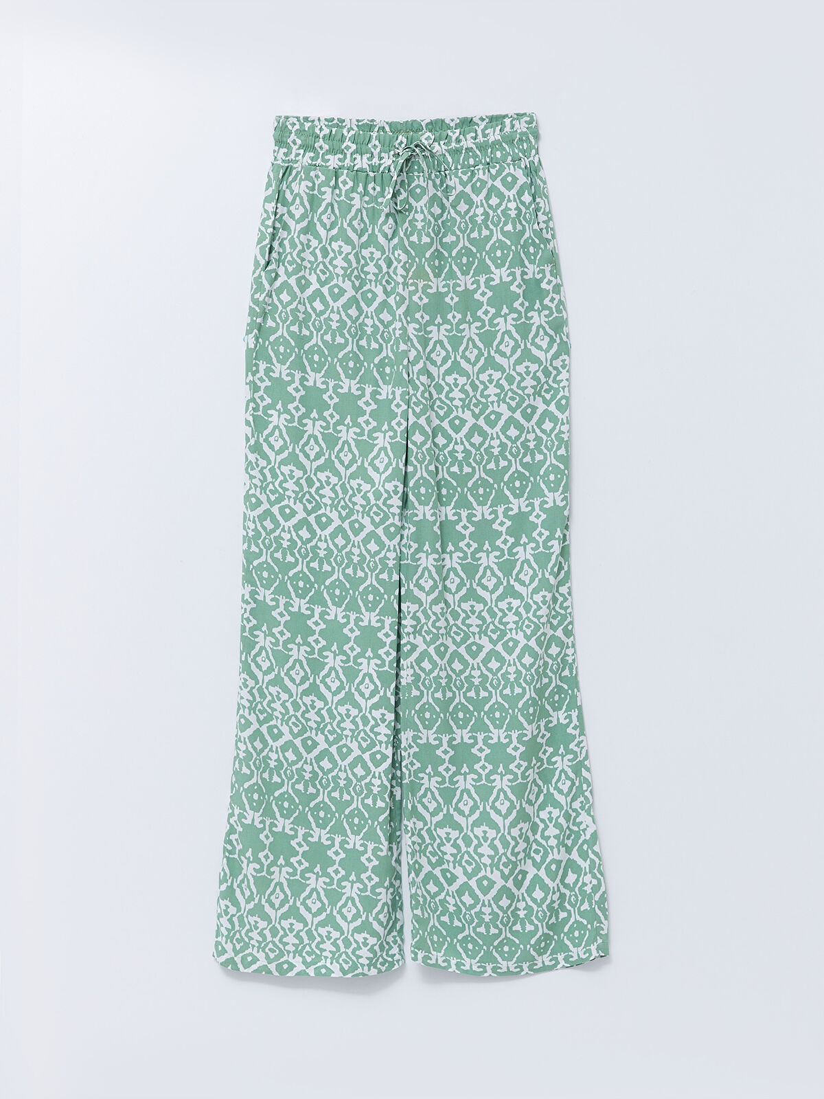 MODEST Beli Lastikli Rahat Kalıp Desenli Cep Detaylı Viskon Kadın Pantolon