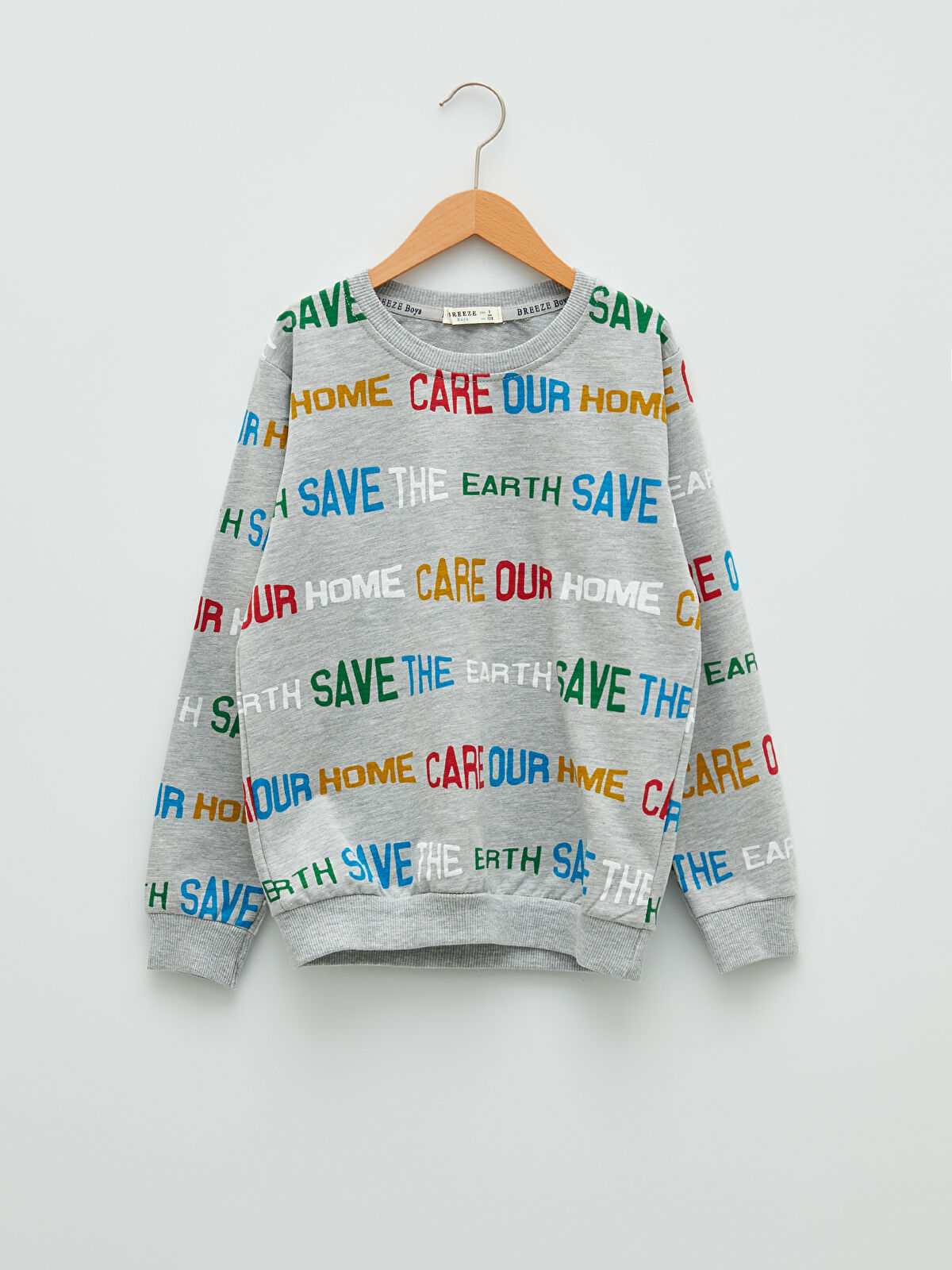 Breeze Bisiklet Yaka Baskılı Uzun Kollu Erkek Çocuk Sweatshirt