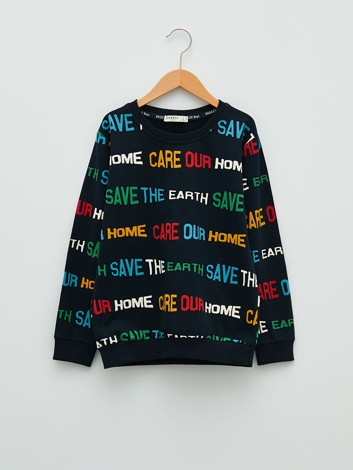 Breeze Bisiklet Yaka Baskılı Uzun Kollu Erkek Çocuk Sweatshirt