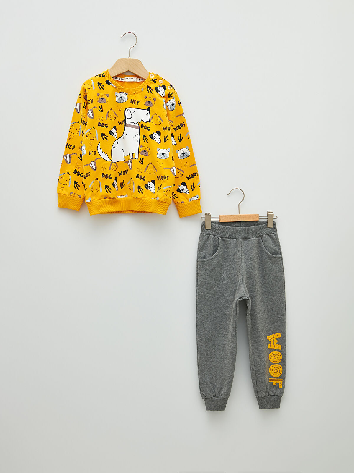 Breeze Bisiklet Yaka Uzun Kollu Baskılı Pamuklu Erkek Bebek 2'li Takım