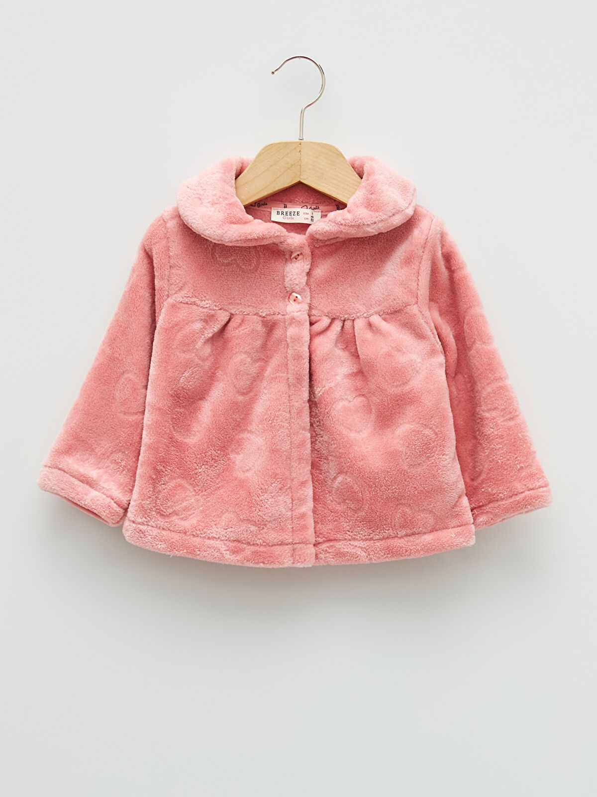 Breeze Bebe Yaka Uzun Kollu Kız Bebek Pelüş Hırka