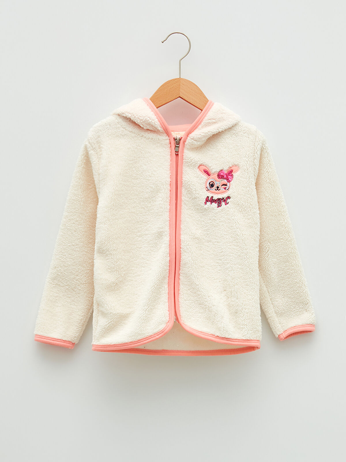 Breeze Kapüşonlu Uzun Kollu Nakış Detaylı Kız Bebek Fermuarlı Sweatshirt
