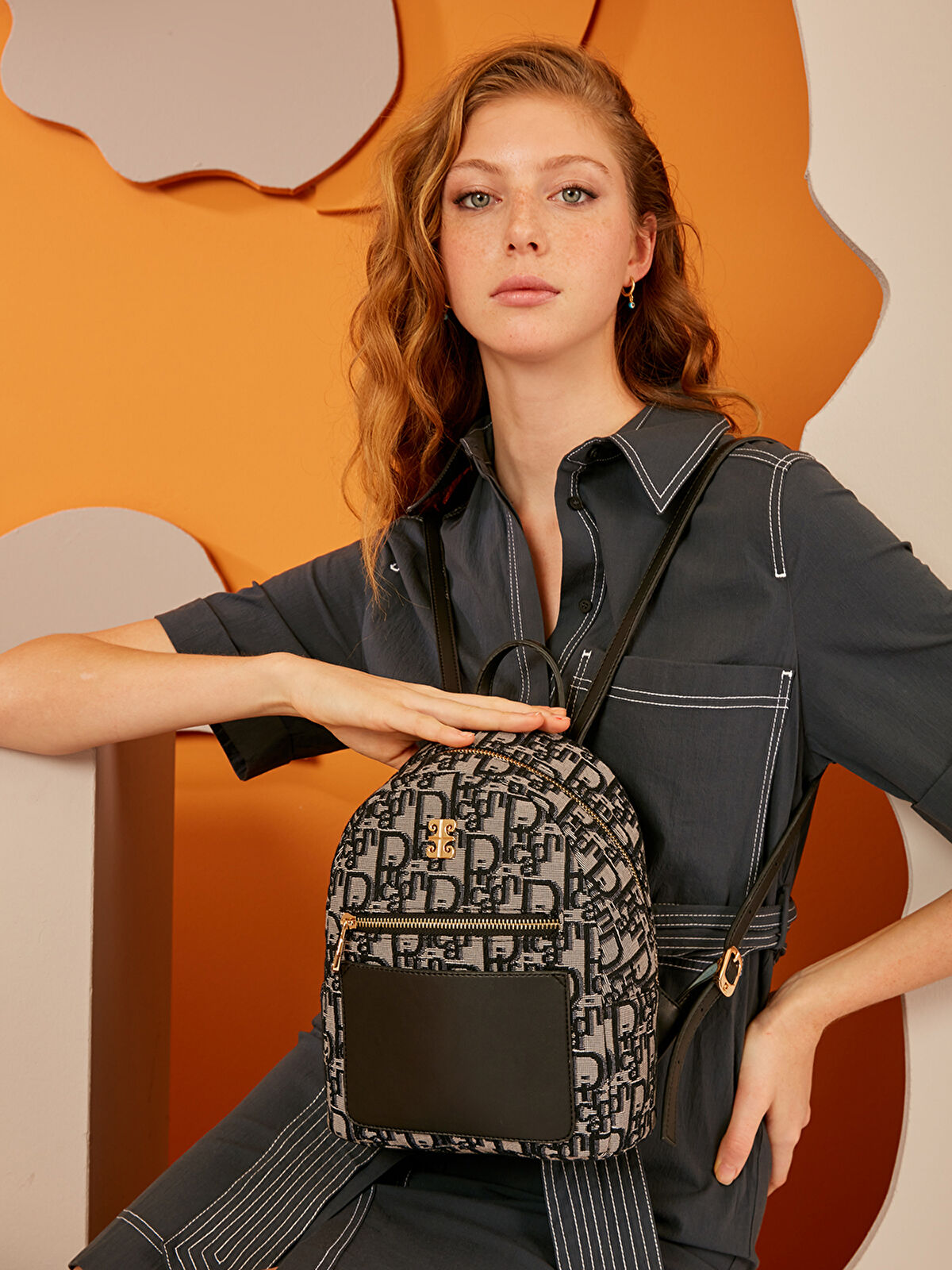 Pierre Cardin Desenli Kadın Sırt Çantası