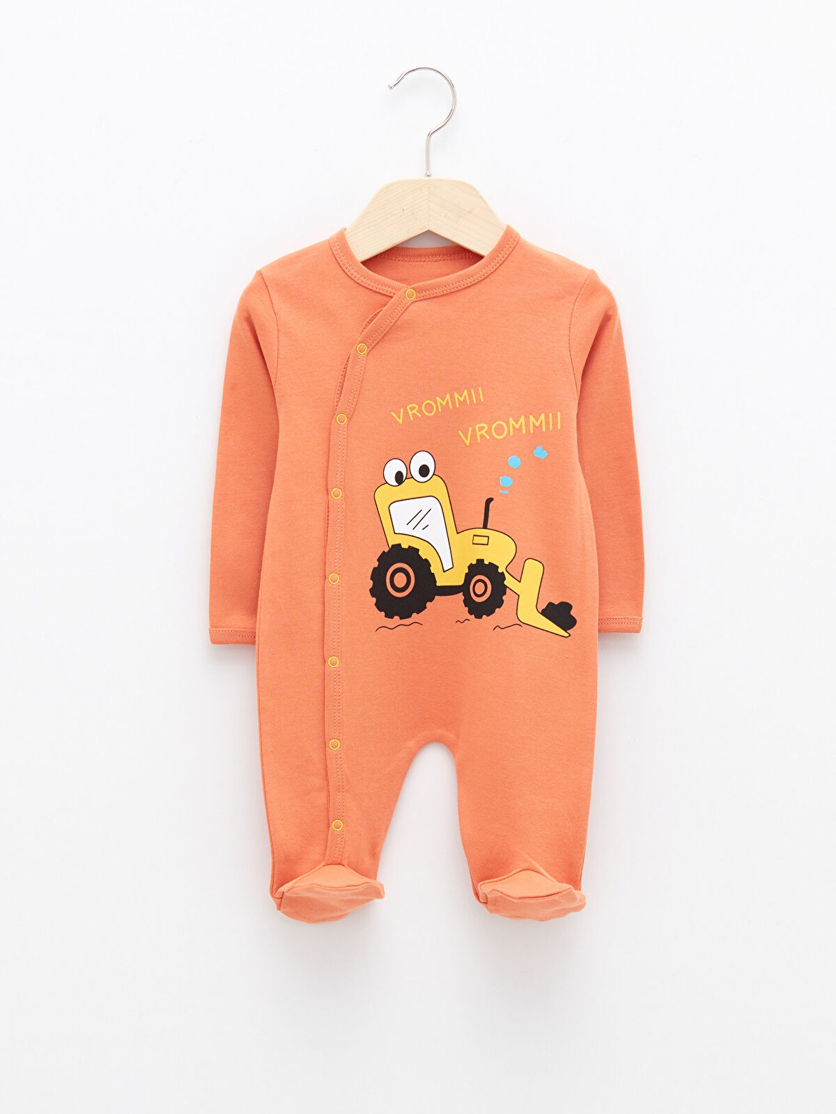 Luggi Baby Bisiklet Yaka Uzun Kollu Baskılı Pamuklu Erkek Bebek Tulum