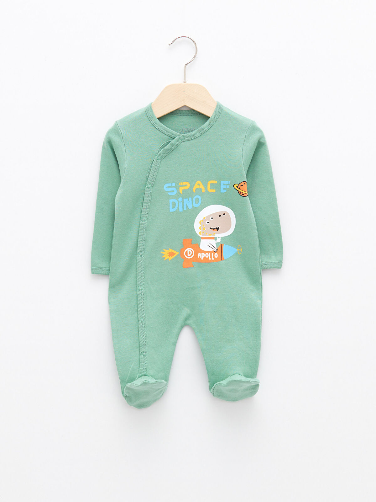 Luggi Baby Bisiklet Yaka Uzun Kollu Baskılı Pamuklu Erkek Bebek Tulum