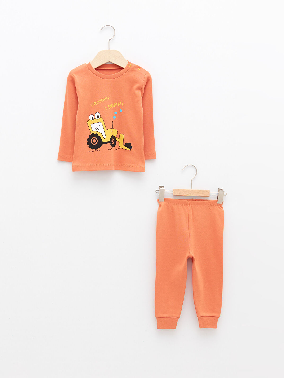 Luggi Baby Bisiklet Yaka Uzun Kollu Baskılı Pamuklu Erkek Bebek Pijama Takımı 2'li