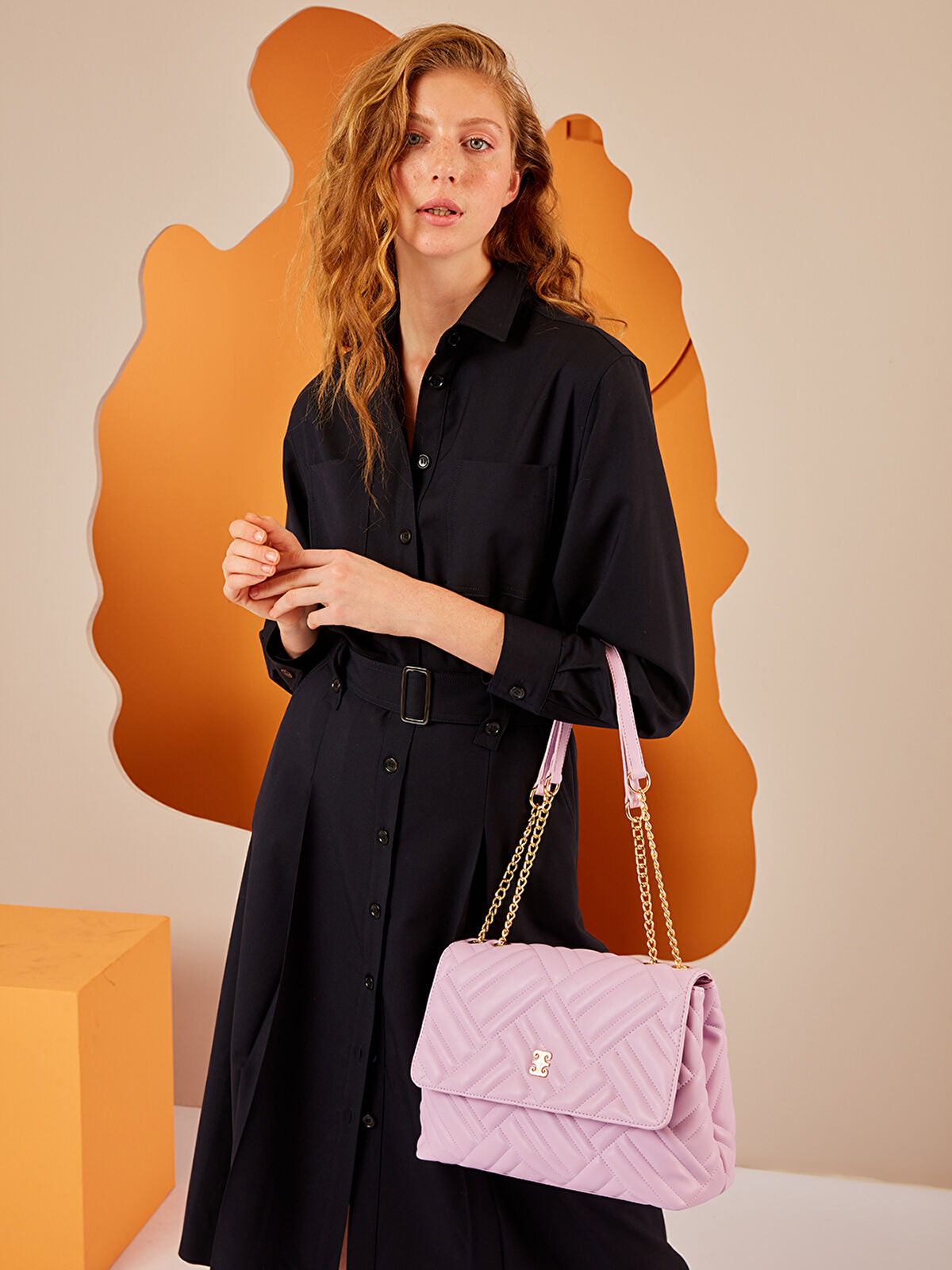 Pierre Cardin Deri Görünümlü Desenli Kadın Omuz Çantası