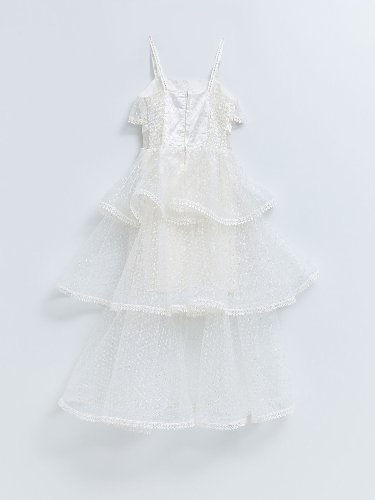 Daisy Girl Kare Yaka Fırfır Detaylı Askılı Kız Çocuk Elbise