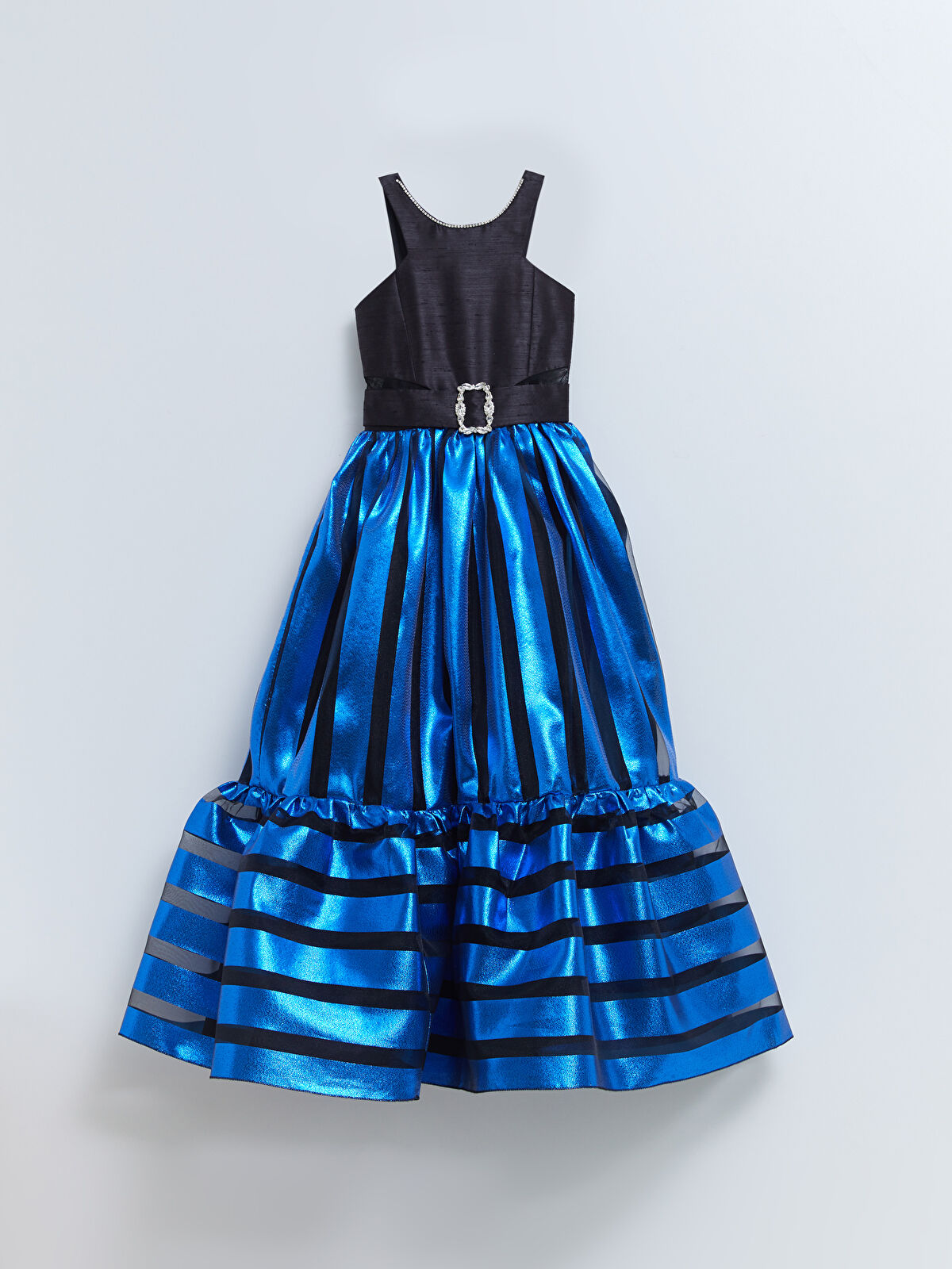 Daisy Girl Bisiklet Yaka Çizgili Kız Çocuk Elbise