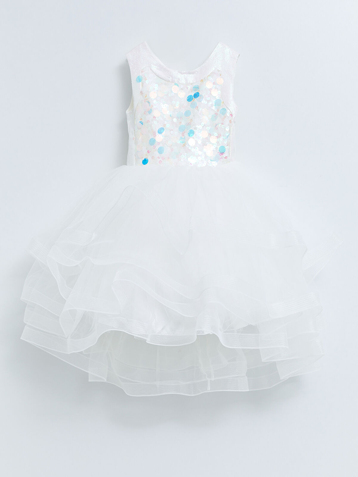 Daisy Girl Bisiklet Yaka Pul İşlemeli Kız Çocuk Elbise