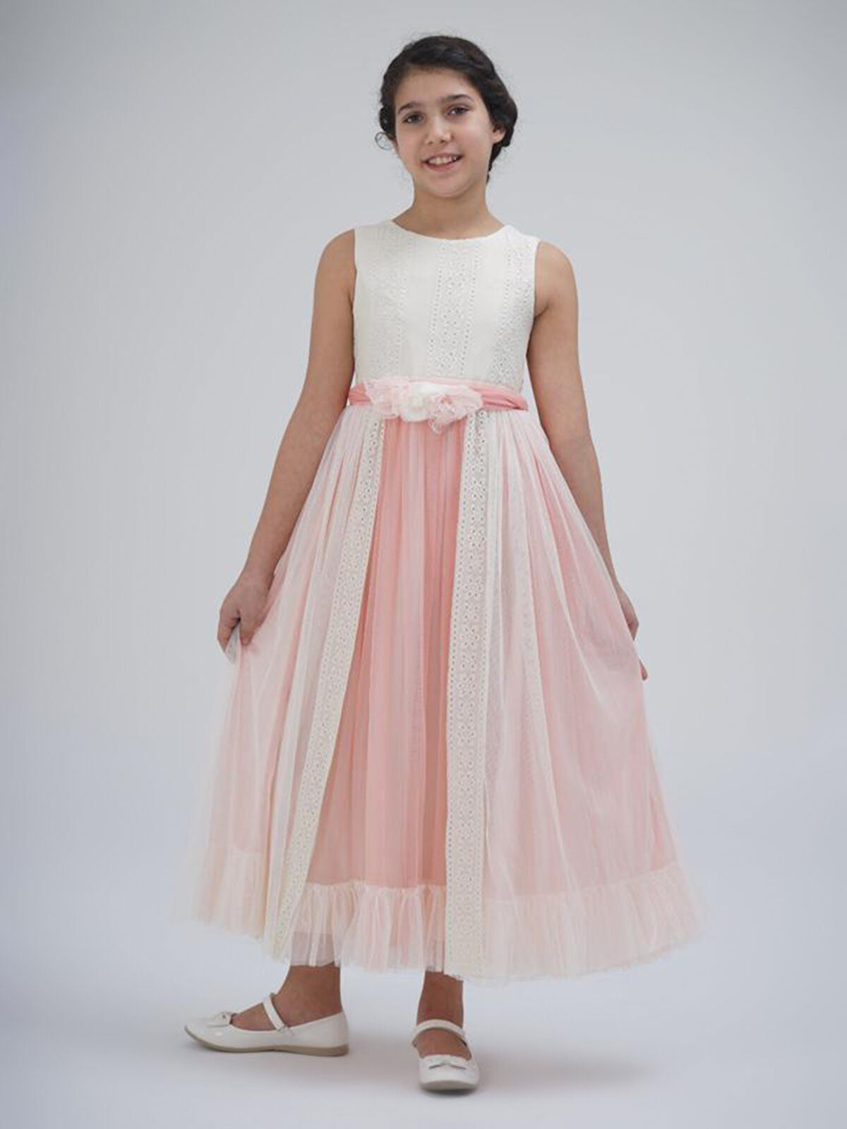 Daisy Girl Bisiklet Yaka Fisto Detaylı Kız Çocuk Elbise