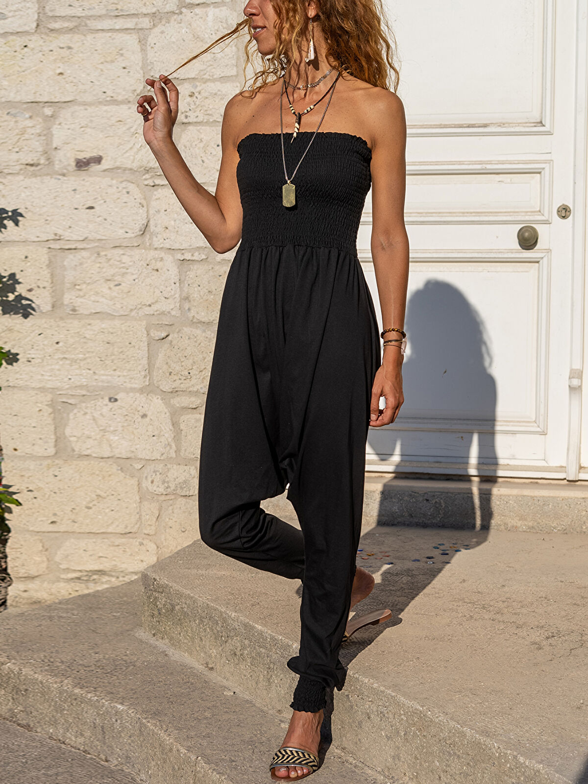 Güneşkızı Düz Straplez Kadın Şalvar Tulum