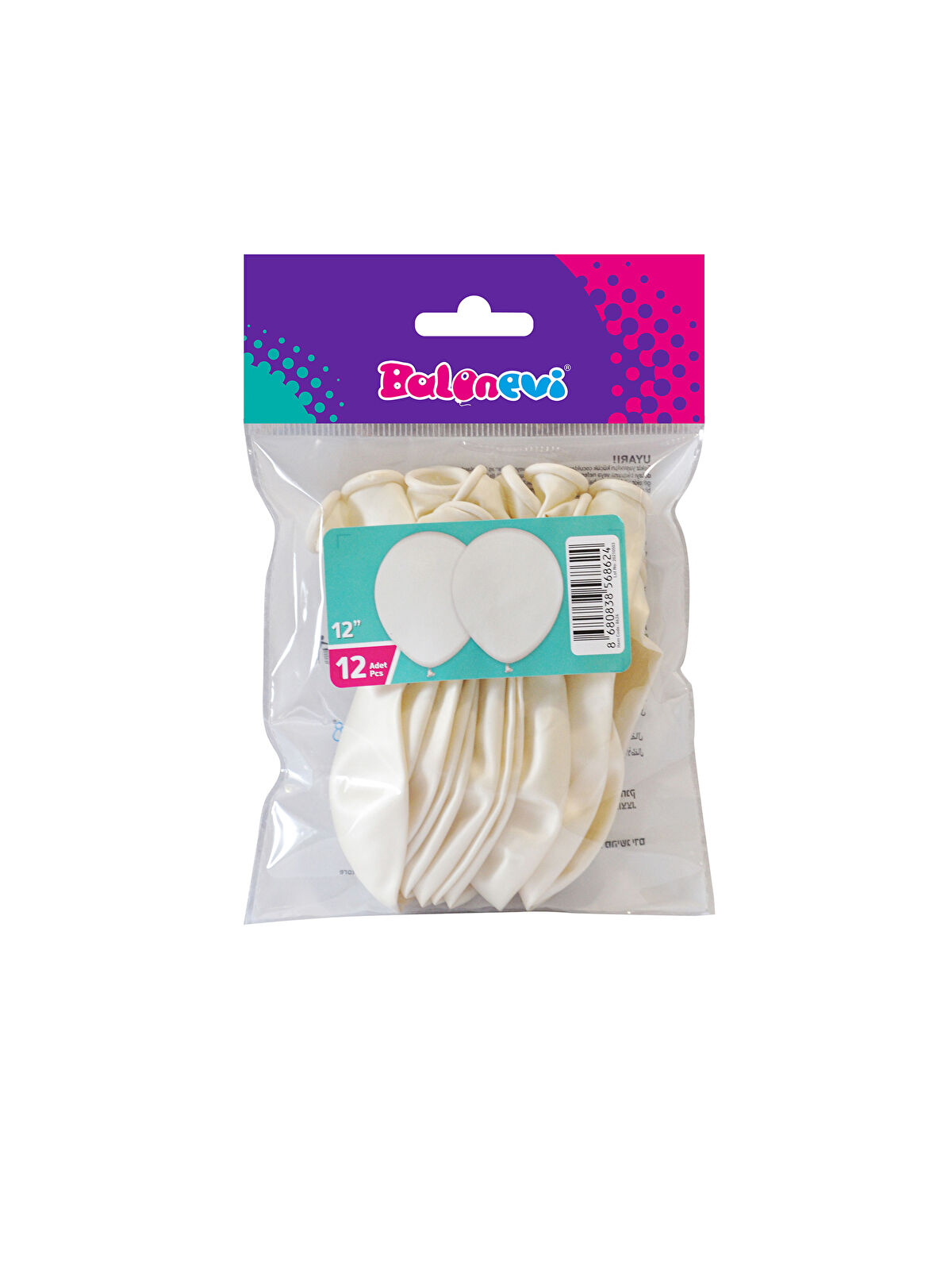 Balonevi Metalik Beyaz Balon 12'li Balonevi Metalik Beyaz Balon 12'li