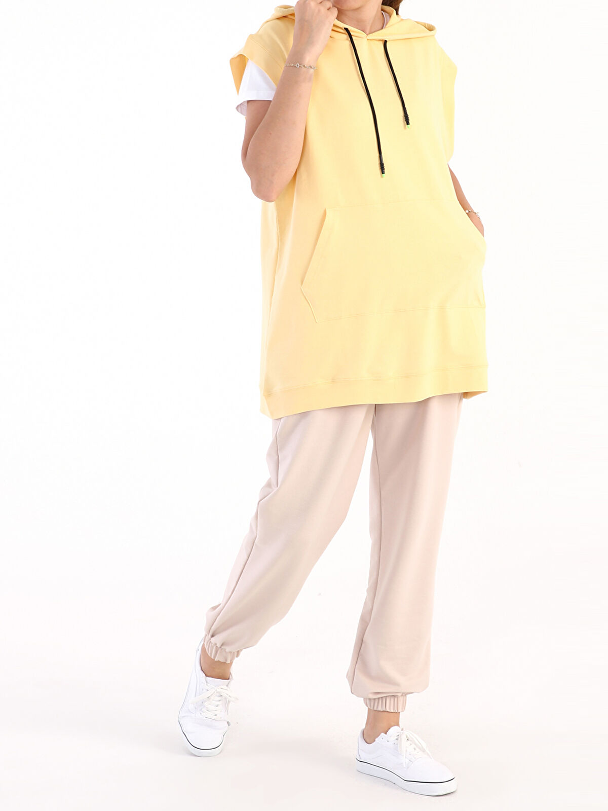 Allday Kapüşonlu Düz Kadın Süveter